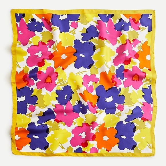 J. Crew | Accessories | New Jcrew Square Silk Scarf In Watercolor ...